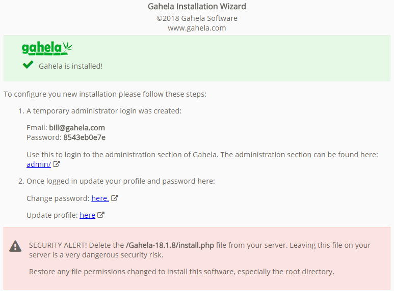 Installation | Gahela User Guide | Gahela Software